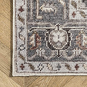 nuLOOM Mali Machine Washable Traditional Medallion Area Rug, 4' x 6', Ivory