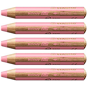 STABILO Multi-talented Pencil woody 3-in-1 - Box of 5 - Pastel pink