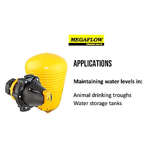 Jobe Valves J-MFV0100DLT Megaflow Trough Valve, 200L/Min, 150PSI, 1" NPT Inlet, Detach Long Tail