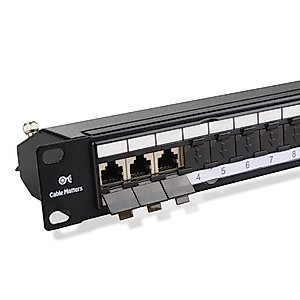 Cable Matters Rackmount or Wall Mount 24-Port Shielded RJ45 Patch Panel with Jack Shutter