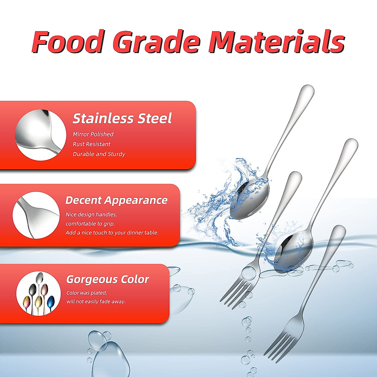 36-Piece Dinner Forks and Spoons Silverware Set, Stainless Steel Flatware Cutlery for Kitchen Home Restaurant, Heavy duty Fork 7.2 Inch and Tablespoon 6.7 Inch, Dishwasher Safe