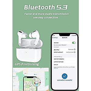 PIVADA Wireless Earbuds, Air Pro Bluetooth 5.3 Headphones 30H Playtime Charging Case, IPX7 Waterproof Earphones with Mic for Android iOS Cell Phone Computer Laptop Sports