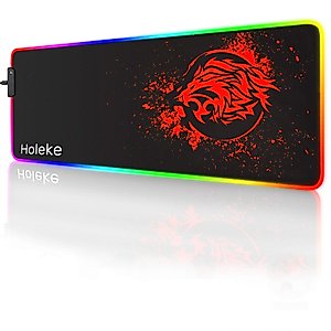 RGB Gaming Mousepad LED Mouse Pad Large Mice Pads with Non-Slip Rubber Base Mouse Mat for Computer Mouse Mat for Computer Lion Mouse Pad (Red)