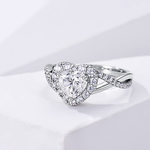 DIYA Personalized Moissanite Engagement Ring for Women Wedding Rings Solitaire Moissanite Promise Rings 1CT D Color VVS1 Clarity Wedding Band 925 Sterling Silver with 18K White Gold Plated Size 10