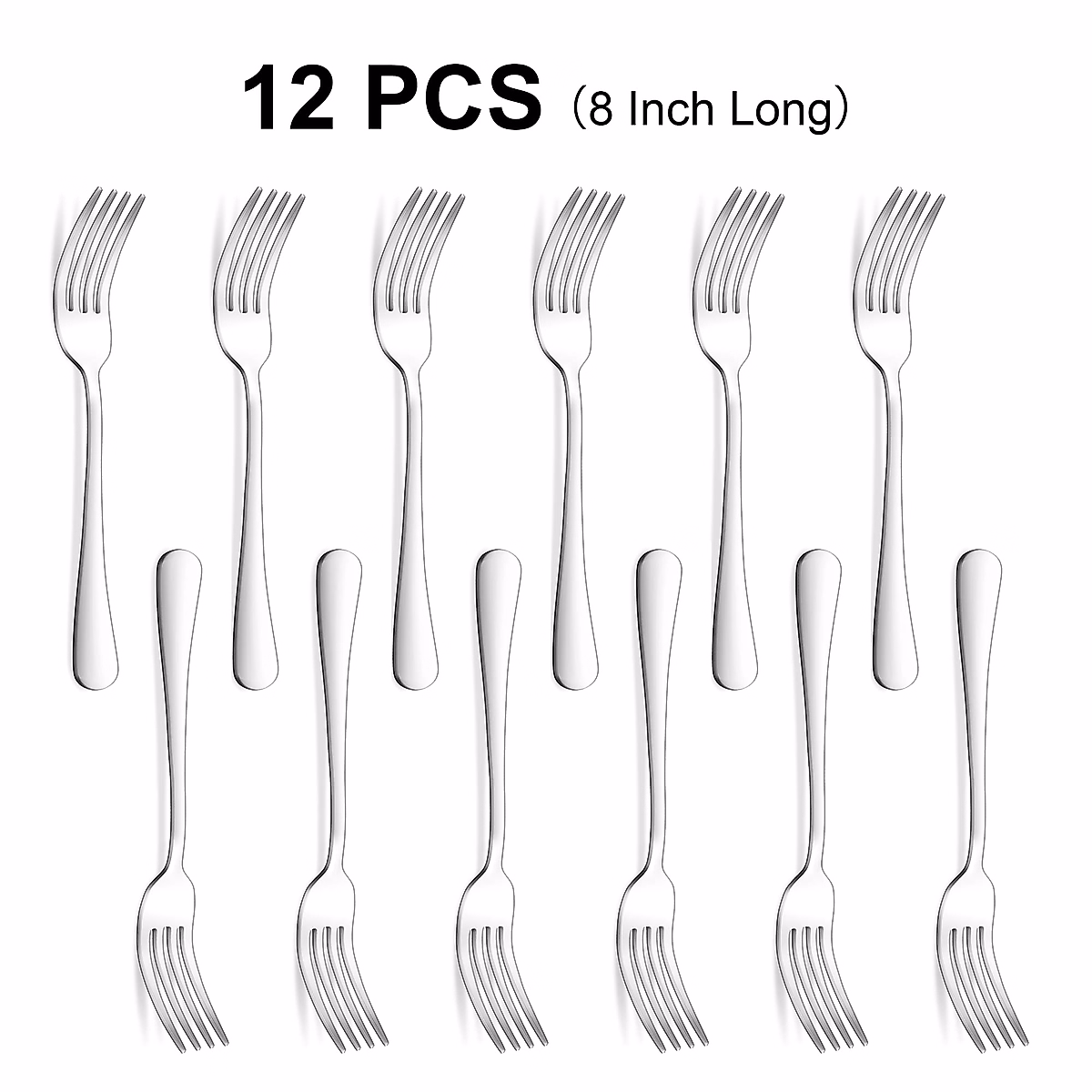 Dinner Forks Set of 12, ENLOY 8 Inches Food Grade Stainless Steel Silverware Forks, Table Forks, Flatware Forks, Flatware Cutlery Forks for Home Kitchen, Mirror Polished Dishwasher Safe