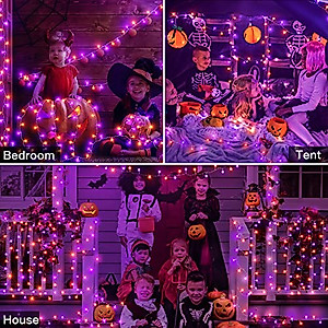 Ollny Halloween Lights Outdoor 240LED 80FT - Orange and Purple String Lights - 8 Modes IP44 Waterproof UL588 Timer Memory Plug in for Party Garden Yard Patio Tree Fence Indoor Halloween Decorations