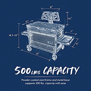 URBANTRANSIT The Beast Heavy Duty Shop Stool with Backrest - 500 Lb Capacity Rolling Stool for The Garage with Tool Storage, Cupholder and 360 Degree Wheels - an Ideal Workshop and Mechanic Stool