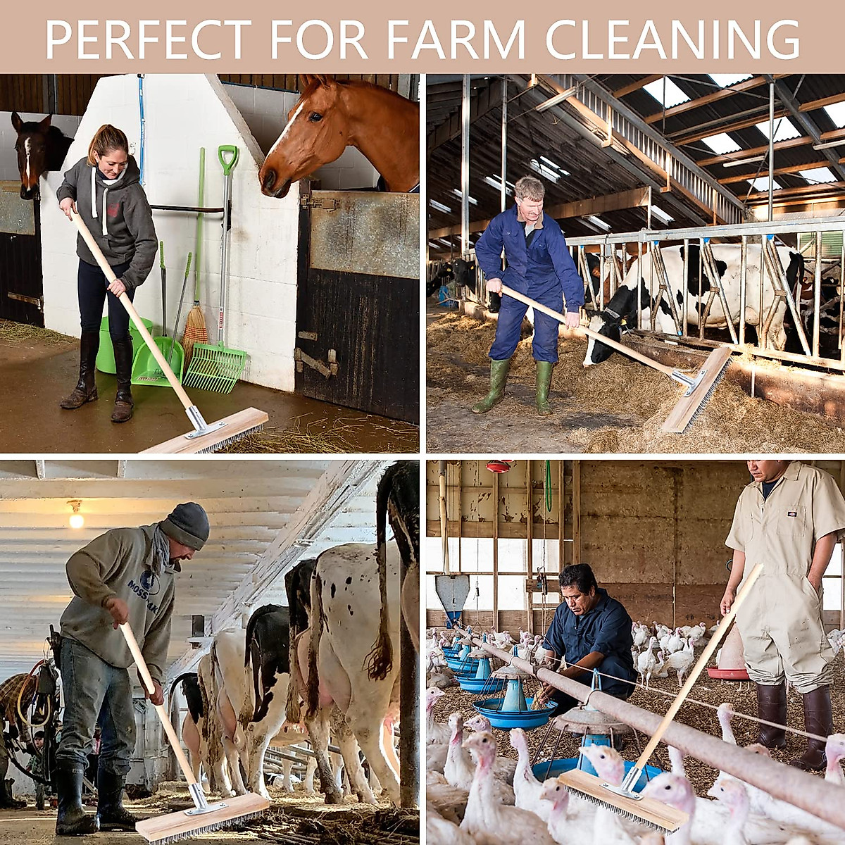 LIGEAROW Steel Brooms, 2PCS 11.8" Wire Broom Brush with Robust Metal Holder, Wire Broom Head with Socket for Wooden Handle, Metal Broom Garden Broom for Household Kitchen Catering Commercial-Silver