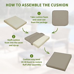 Easy-Going Patio Chair Cushion 19 x 19 Inch Set of 2 Durable Textilene Outdoor Seat Cushions for Patio Furniture Fade Resistant Garden Sofa Couch Chair Pads, Camel