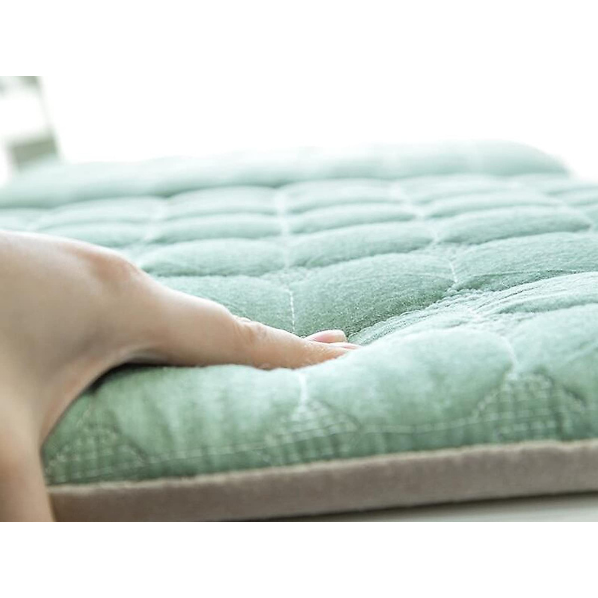 Happiness Decoration 2 Pack Chair Pad Seat Cushion Soft Non Slip Washable Dining Room Chair Pads with Ties Comfort and Softness Machine Washable U Shape Chair Pads,17' ' x 15.7' ' (Green (2PACK))