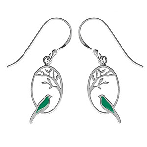 Boma Jewelry Sterling Silver Kelly Green Resin Bird Earrings