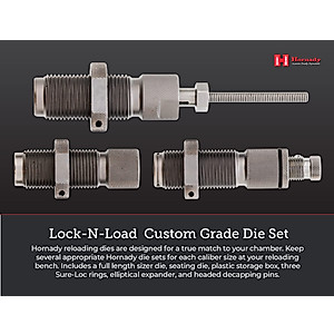 Hornady Custom Grade New Dimension 3-Die Set, 9mm Luger 9x21(.355) (546515) -Caliber Specific Reloading Equipment for Handloaders with Full Length Sizer Die, Seating Die, Sure-Loc Rings, & Storage Box