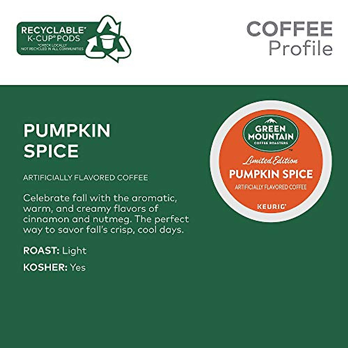 Green Mountain Coffee Roasters Seasonal Selections Pumpkin Spice 12 Count