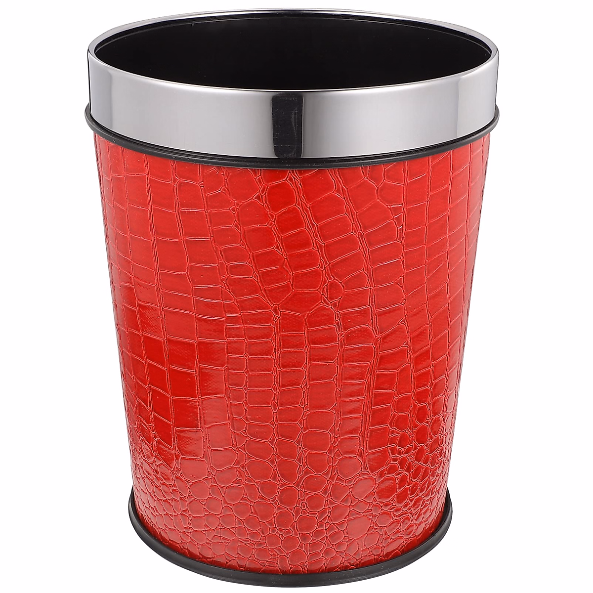 STOBOK Red Leather Trash Can, Open-Top, 11" x 11" x 11"