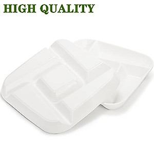 DEAYOU 3 Pack Ceramic Chip and Dip Serving Tray, Porcelain Divided Serving Platter, 10" Decorative Sectional Appetizer Plate, 5-Compartment Stoneware Relish Fruit Dish for Veggie, Snack, Entertaining