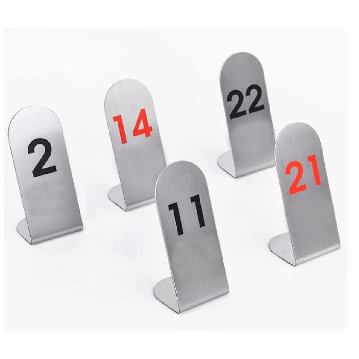Topjia Stainless Steel Standing Tent Style Table Numbers Card 1-50 Double Side Numbered Table Tents,Stackable Storage Tent Table Numbers Table,for Wedding Party Banquets Restaurant Table Numbers