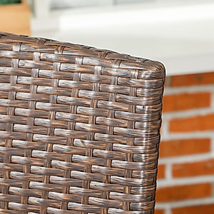 Outsunny Stackable PE Rattan Outdoor Dining Chairs with Cushions, Set of 2 Patio Wicker Dining Chairs with Armrests and Backrest for Patio, Deck, Blue