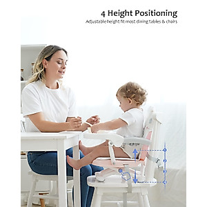 UBRAVOO 2in1 Portable Toddler Booster Seat, Grow with Baby Booster Seat for Dining Table with Removable Tray & Seat Pad, high Chair for Travel, ACE1013 Pink Flamingos