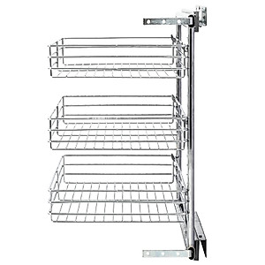 xiannv 3-Tier Pull-Out Kitchen Wire Basket Pull Out Spice Rack, Blind Corner Cabinet Pull Out, Pull Out Shelf Storage for Kitchen Base Cabinet Organization Silver 18.5"x13.8"x22"