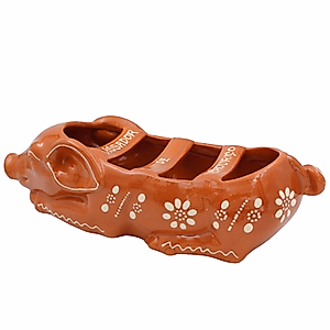 Traditional Portuguese Clay Terracotta Sleeping Pig Sausage Roaster, Made in Portugal Pottery