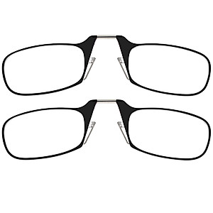 ThinOptics Readers Rectangular Reading Glasses, Black, 44mm + 2.5