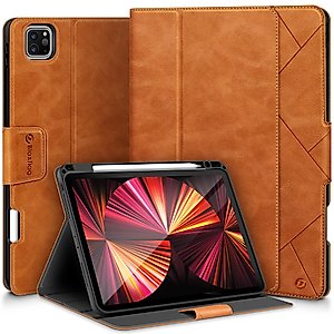 BloxFlag Case for iPad Pro 11 inch 4th Generation (2022)/3rd/2nd/1st Gen(2021/2020/2018) with Pencil Holder/Pocket/Typing Angle Auto Sleep/Wake Vegan Leather iPad Pro 11 Cover (Orange)