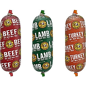 Happy Howie's Natural Dog Treats - Dog Meat Roll, Healthy Dog Treat & Training Tool, Easily Hide Pills, Made in The USA, Simple Ingredients, Soft Meat Roll - Variety (Beef, Turkey, Lamb), 7 Oz Each