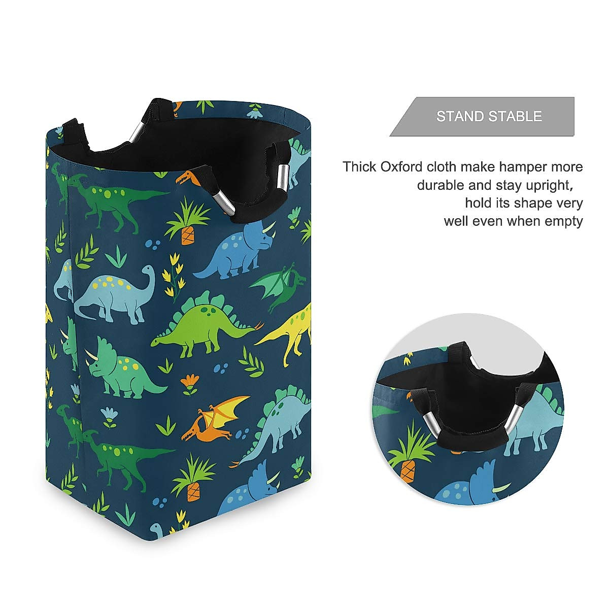 Laundry Storage Basket Cute Dinosaurs Laundry Hamper Collapsible Organizer for Kids Room Dirty Cloth Toy Dorm Bag with Handle