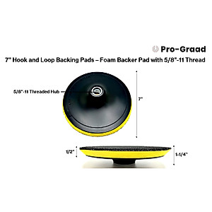 Pro-Graad 7" Hook and Loop Backing Plate for Sanding, Polishing Buffering Pads, Backer Pad with 5/8”-11 (5/8 inch TPI), 7 inch Backup Pad for Angle Grinder Drill Polisher Buffer