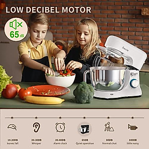 Stand Mixer, Zuccie 4.5L Mixers Kitchen Electric Stand Mixer, 380W Motor Power Food Mixer, 8+P-Speed Dough Mixer with Dough Hook, Wire Whip & Beater, White