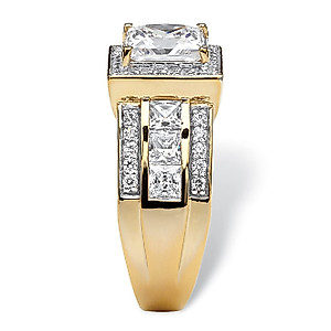 PalmBeach Yellow Gold-plated Sterling Silver Princess Cut Cubic Zirconia Halo Engagement Ring Sizes 6-10 Size 9
