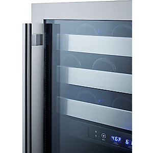 Summit Appliance ALWC532 24" Wide Built-In Wine Cellar, ADA Compliant; 46 Bottles; Automatic Defrost; Glass Door; Full-extension Shelving; Digital Control Panel; Interior Lighting