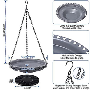 Bird Bath Bowl with Solar Fountain Pump, Solar Powered Water Fountain Combo Set with 4 Water Spray Types for Outdoor Garden Yard Patio Lawn (Hanging Style)