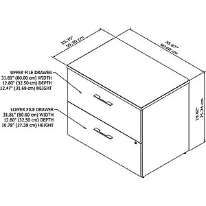 Bush Business Furniture Office 500 2 Drawer Lateral File Cabinet-Assembled, 36W, Storm Gray