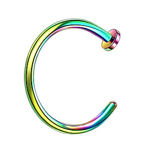 Doubyan Nose Rings Hoop 20 Gauge 8mm Nose Piercing Hoop Stainless Steel Surgical Steel Body Jewelry (20G-8mm, 9 Pcs - Black+Blue+Multicolor)