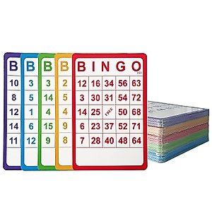 Yuanhe 100 Bingo Cards Resuable Bingo Paper Game Cardstock Bulk, 5 Colors