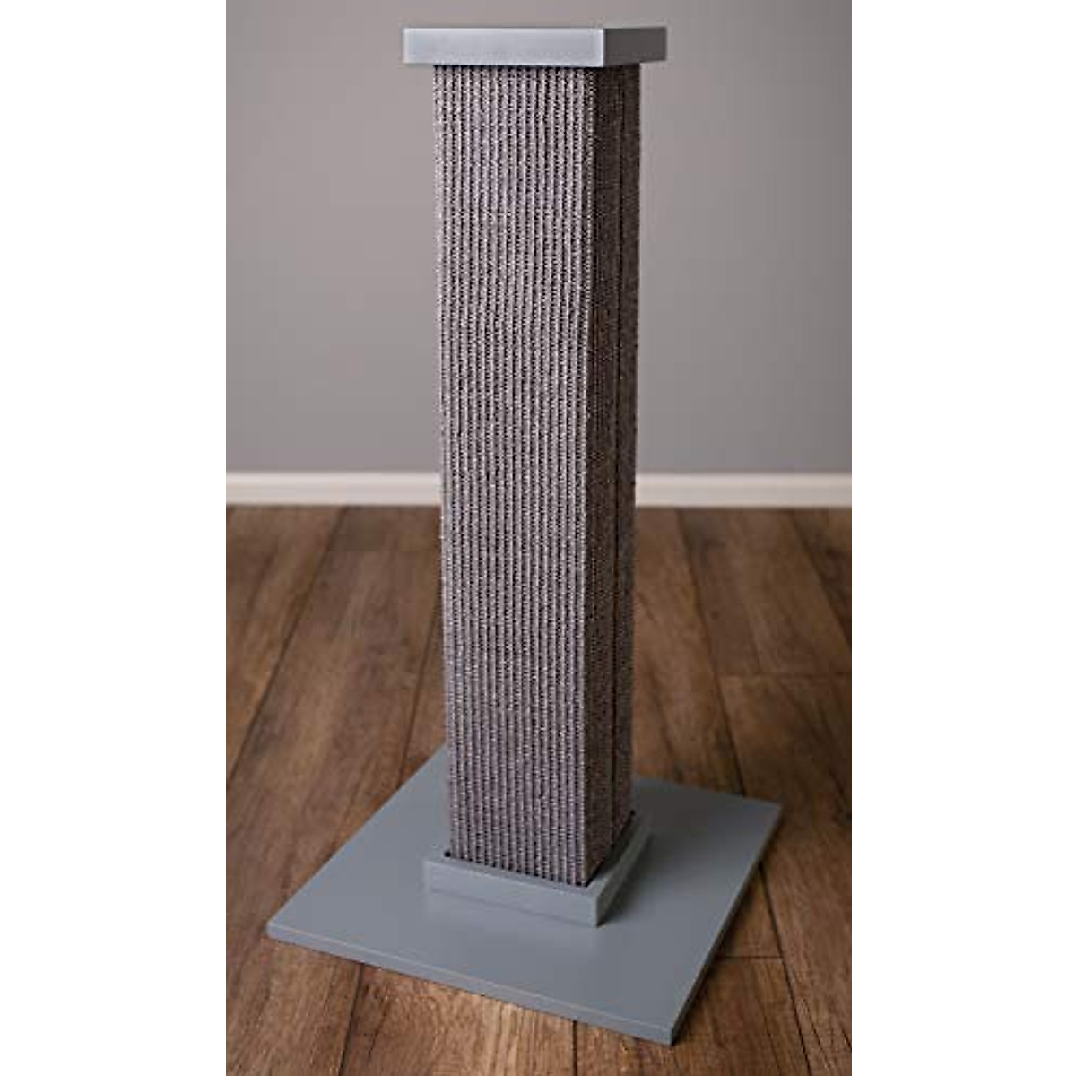 SmartCat Ultimate Scratching Post – Gray, Large 32 Inch Tower - Sisal Fiber, Simple Design - For All Cats