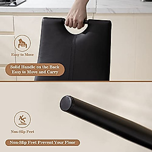 Black PU Leather Dining Chairs Set of 4 Living Room Chairs - Modern Upholstered Side Chairs with Stable Metal Legs, Carrying Handle, Kitchen Armless Chair for Dining Room, Kitchen, Restaurant