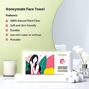 Honeymate Cotton Face Towels, 280 Count Ultra Soft Extra Thick Disposable Facial Tissues for Sensitive Skin and used as Washcloths, Makeup Remover (4 Pack)