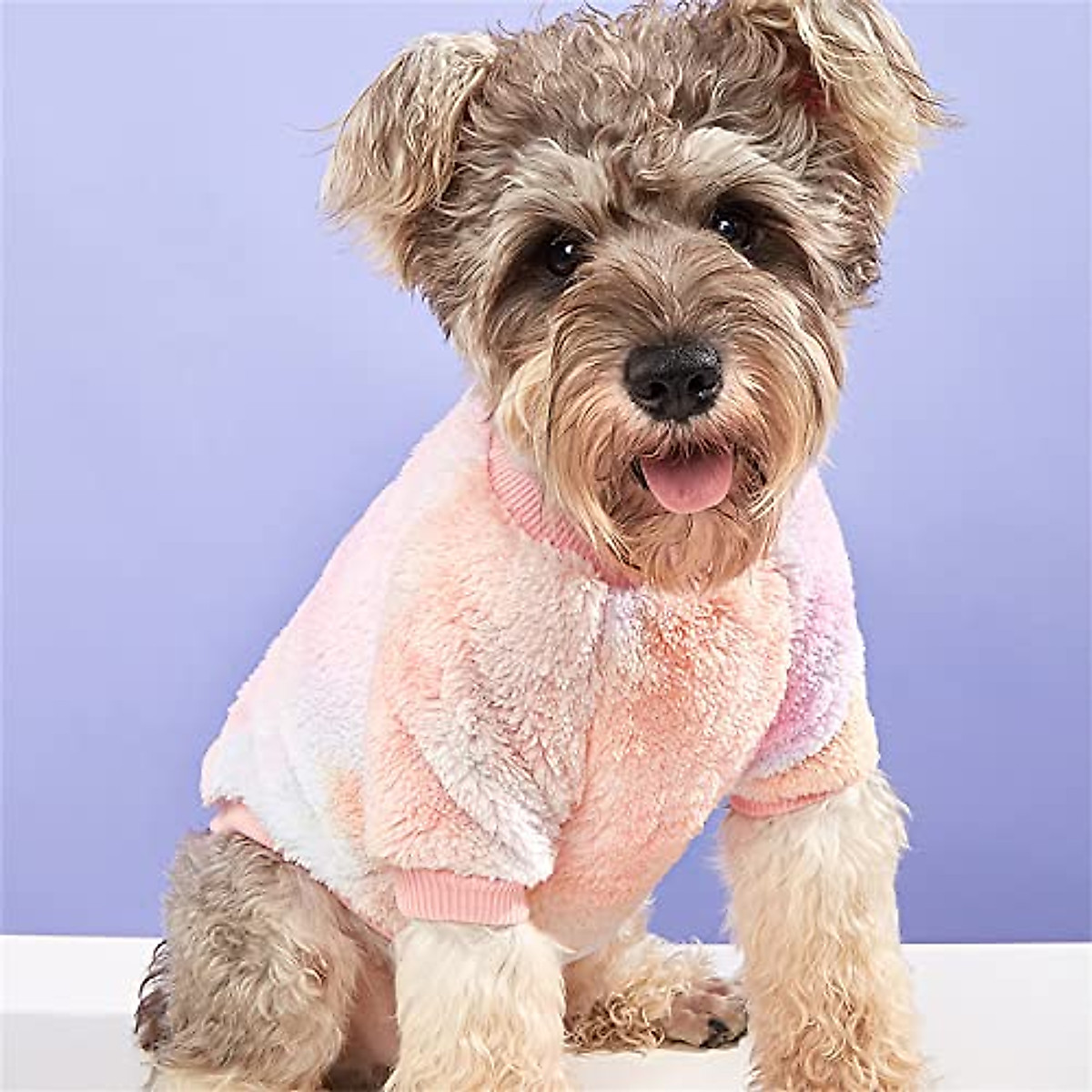 Moorfowl 2 Pack Gradient Dog Plush Sweater for Small Dogs Warm Soft Cat Fleece Pullover Sweater Winter Thickening Coat Sweatshirt Puppy Clothes for Cold Weather (Medium(Back 11.8",Chest 15.7"))