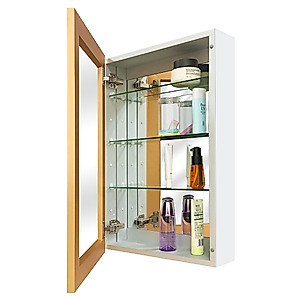 FOMAYKO 22x30 Inch Medicine Cabinet with Mirror - Recessed or Surface Mount Aluminum Bathroom Storage Cabinet, Adjustable Shelves for Toilet, Bathroom, Kitchen