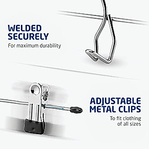 Zober Metal Skirt Hangers - Pack of 10 Pants Hangers with Clips - Multi Stackable Space Saving Hangers - Adjustable Clip for Skirts, Jeans, and Pants W/Non-Slip Grip