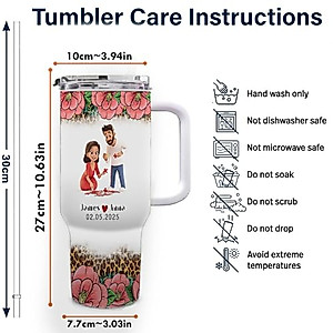 Personalized 40oz Tumbler with Handle – Valentine's baking-Custom Couple Gift for Anniversary Wedding Gift, Birthday, Mother's Day, Valentine’s Day BH83f0