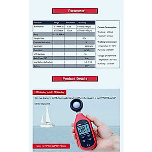UNI-T UT383 Digital Illuminance Meter 0-199900 Lux (0-18,500 FC) Illuminance Measurement Applicable to illuminance Monitoring and Measurement in The Construction of Street Lamps and Other Industries.