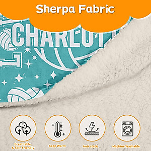 Custom Name Volleyball Blanket, Personalized Soft Plush Flannel/Sherpa Fleece Throw Blankets, Ball Sports Blanket for Baby Kid Teen Adult Boys Girls Gift Color13