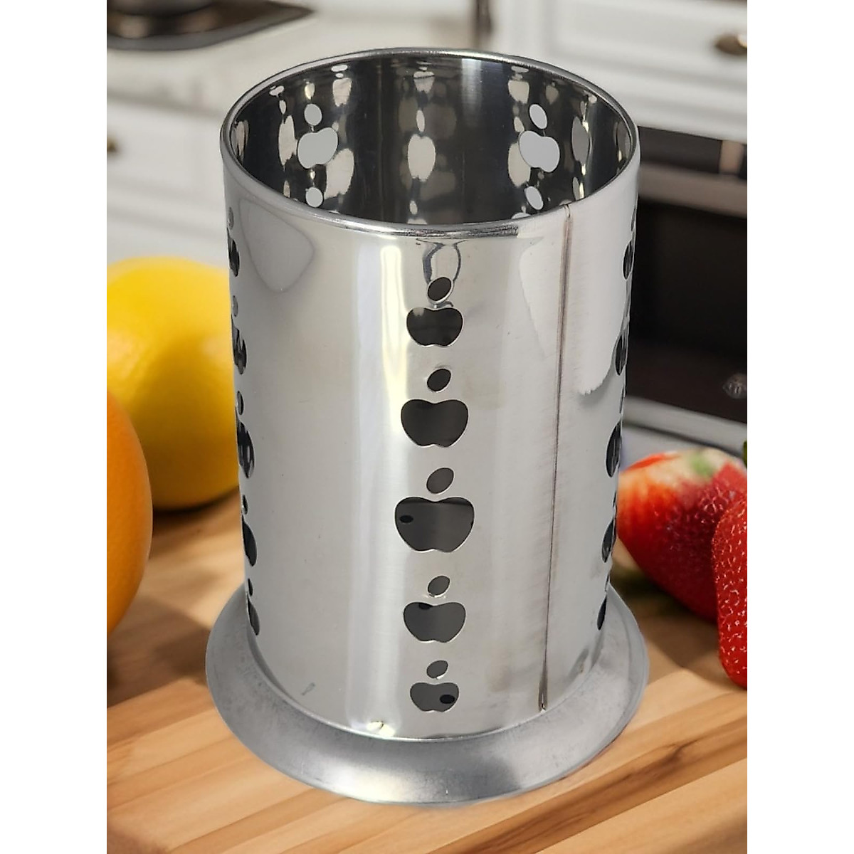 EAR FREE Utensil Holder - Kitchen Space Saver | Organizer for Utensils - 6.49 x 3.93 Inch - stainless steel Silver Holder