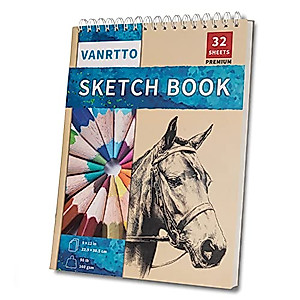 9 x 12 inches Drawing Sketch Book, 98lb/160g Sketchbook for Adults Kids Beginners Artists, Art Drawing Book for Mixed Media, Top Spiral Bound Drawing Pad, 1 Sketch pad Pack has 32 Sheets/64 Pages