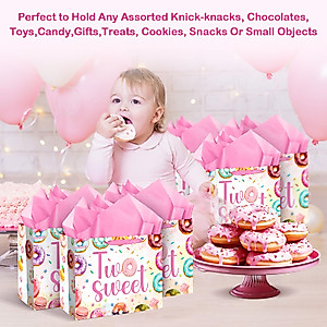 Two Sweet Birthday Gift Bags for Baby Girl Gift Bags with Card and Tissue Paper Two Sweet Donut Ice Cream Gifts Bags with Handles-Big Wrapping Paper Bags 2nd Birthday Baby Shower Party Supplies