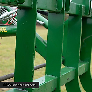 Titan Attachments 48â€ Light-Duty Single Cylinder Root Grapple Rake fits John Deere Tractors, Economy Series