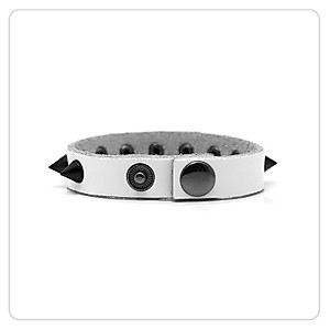 Nsitbbuery Hip Hop Rivet Wristband Spike Leather Cuff Bracelet(White)